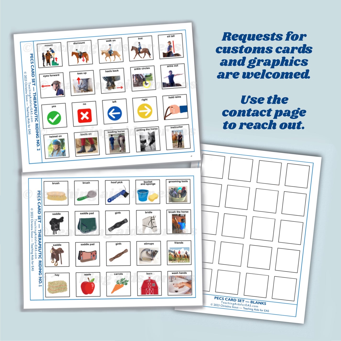 PECS Cards for Therapeutic/Adaptive Riding – Teaching Aids for EAS
