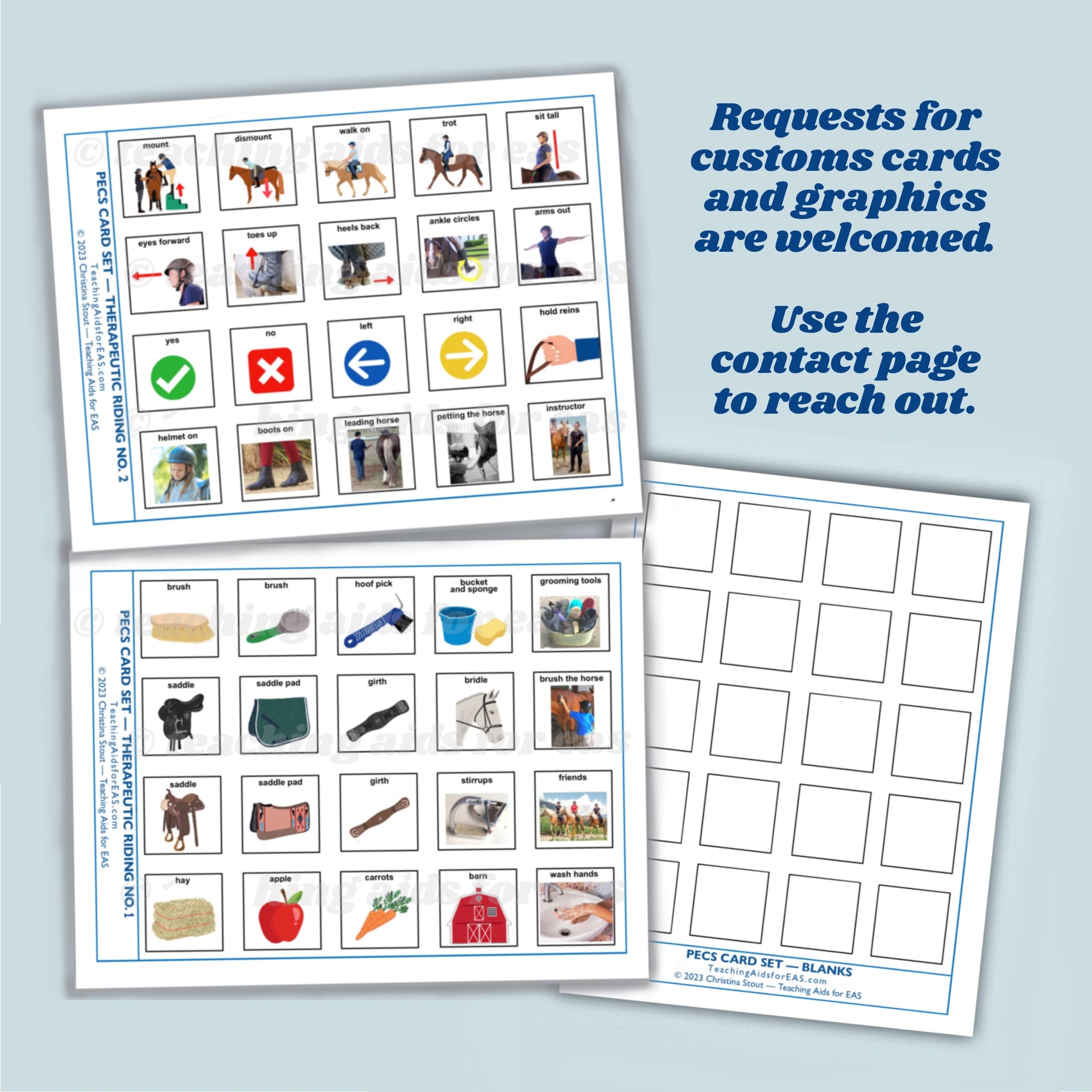 PECS Cards for Therapeutic/Adaptive Riding – Teaching Aids for EAS